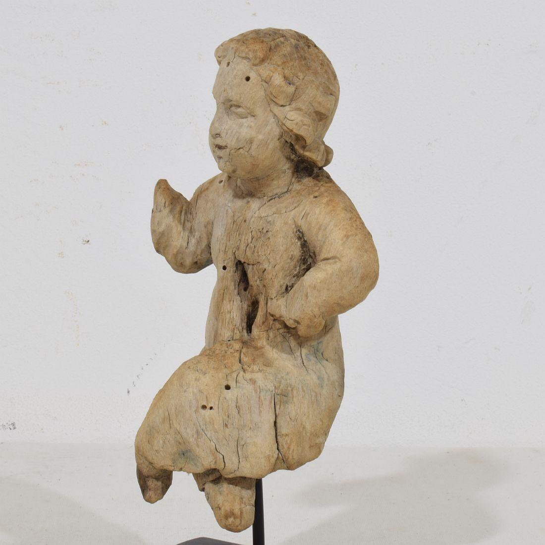 Small 17th Century French Carved Wooden Baroque Baby Christ at 1stDibs