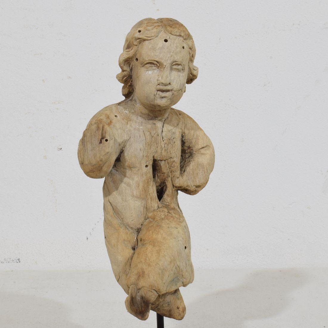 Small 17th Century French Carved Wooden Baroque Baby Christ at 1stDibs
