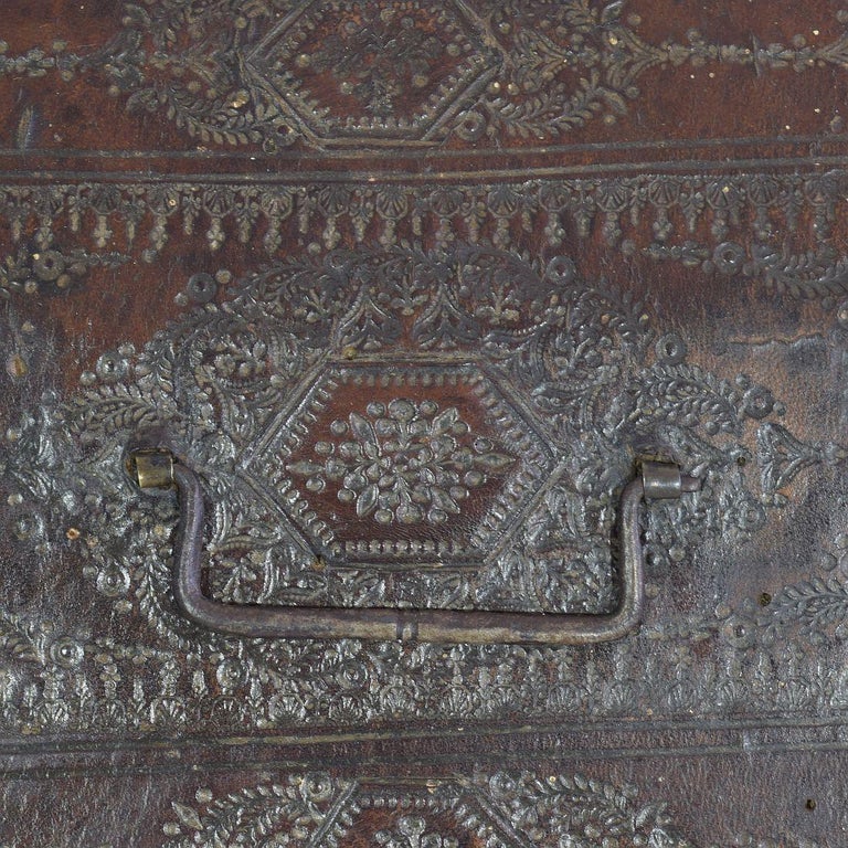 Small 17th Century, French Coffer or Box in Leather For Sale at 1stDibs