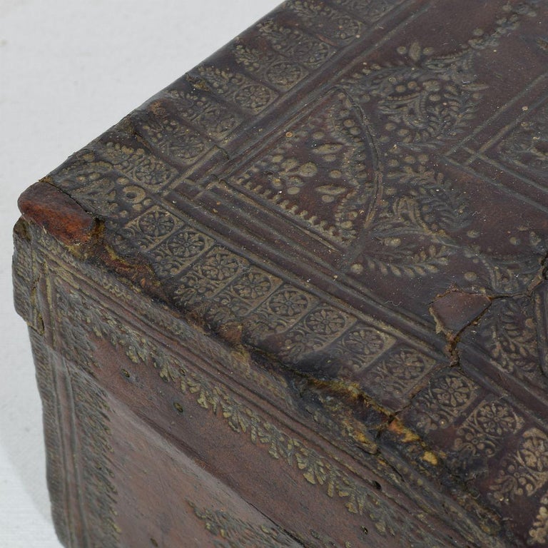 Small 17th Century, French Coffer or Box in Leather For Sale at 1stDibs