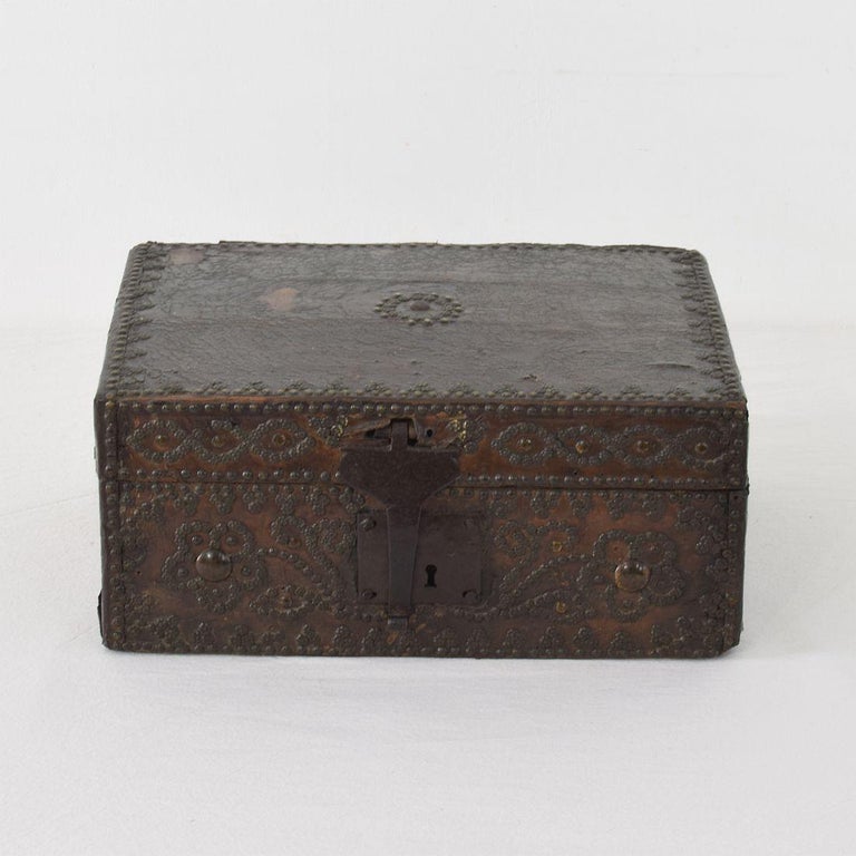 Small 17th Century, French Coffer or Box in Leather at 1stDibs