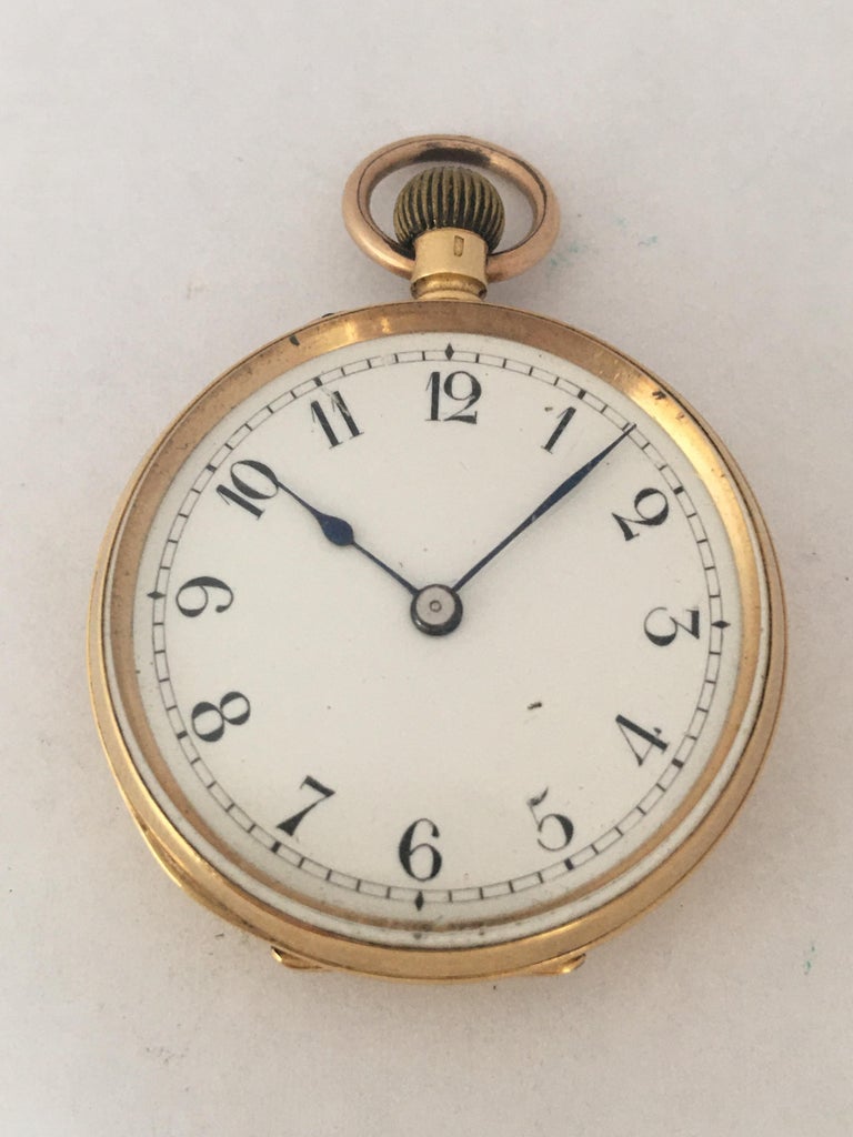 Small 18 Karat Gold Antique Hand Winding Pocket Watch For Sale at 1stDibs