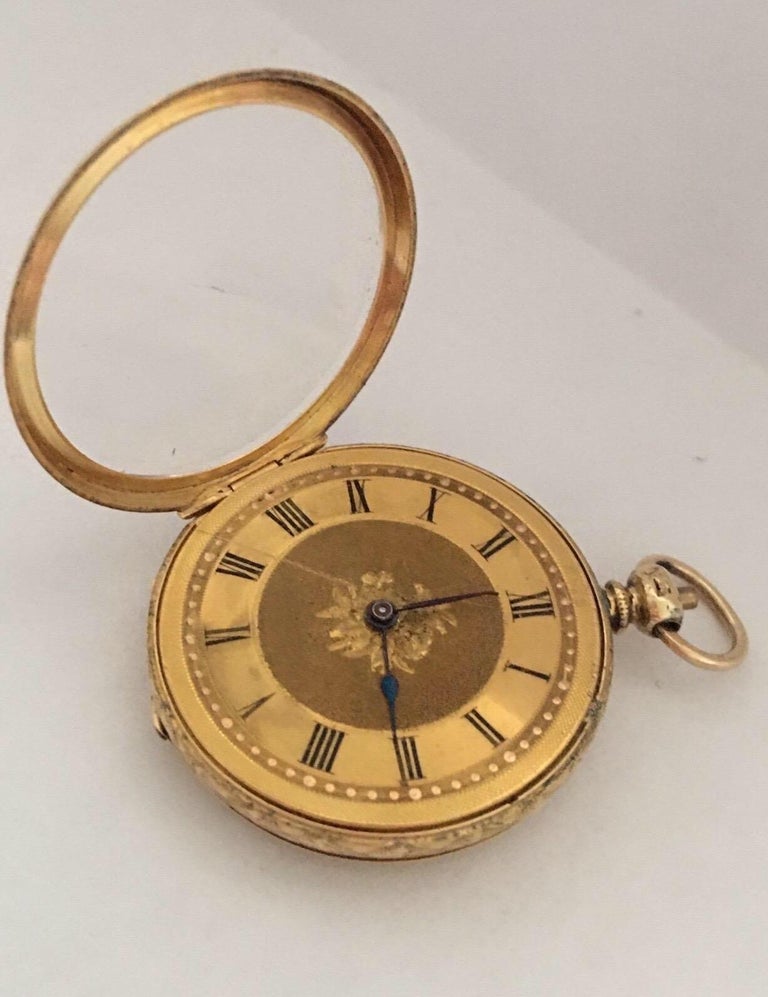 Small 18K Gold Victorian Period Key-Wind Thrussell and Son Geneve ...