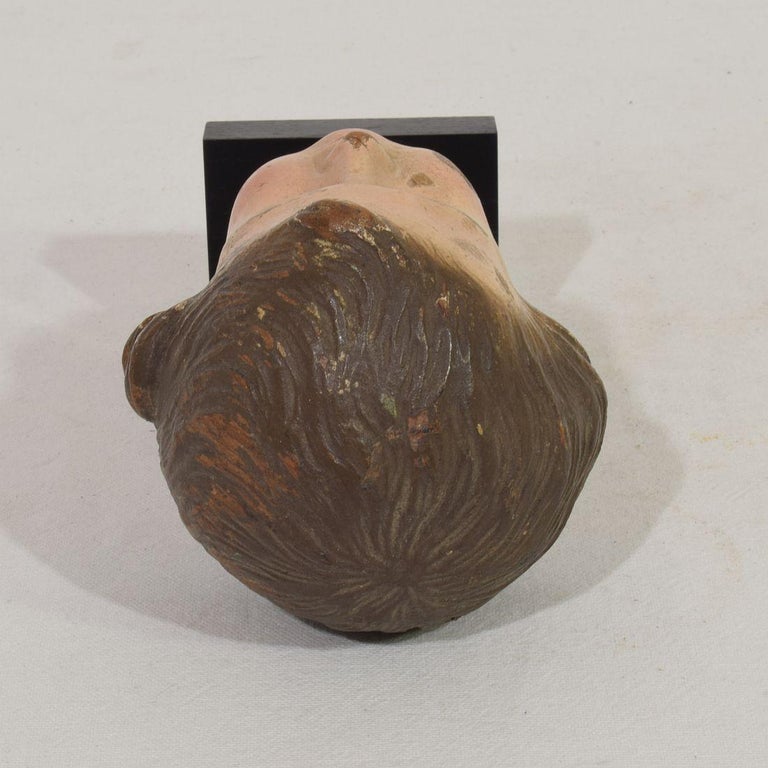 Small 18th Century Italian Carved Wooden Head Head with Glass Eyes For ...