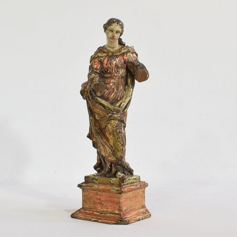 Small 18th Century Italian Classical Wooden Statue For Sale at 1stDibs