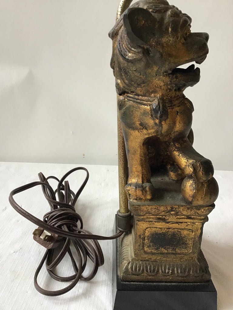 Small Gilt Metal Foo Dog Lamp, 1950s at 1stDibs | foo dog lamps, metal ...