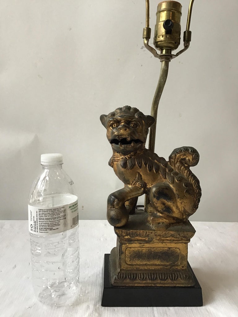 Small Gilt Metal Foo Dog Lamp, 1950s at 1stDibs | foo dog lamps, metal ...