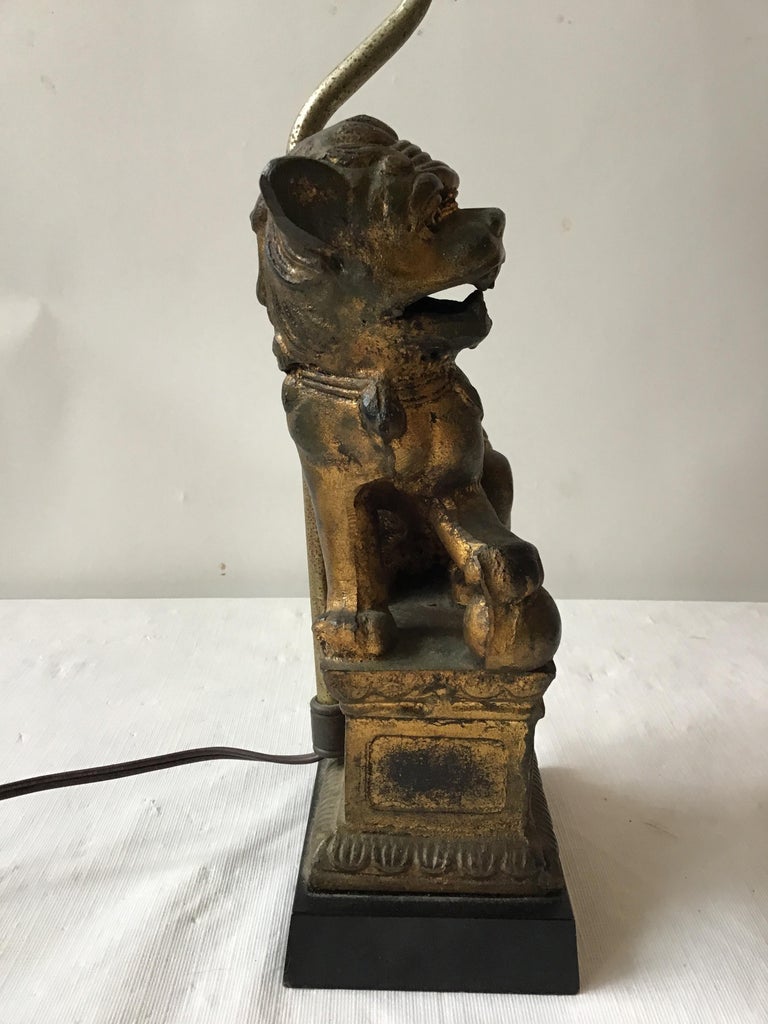 Small Gilt Metal Foo Dog Lamp, 1950s at 1stDibs | foo dog lamps, metal ...