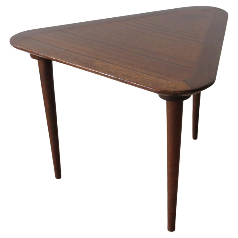 Small 1950s Three Legged Triangle Mahogany Side Table Midcentury For ...