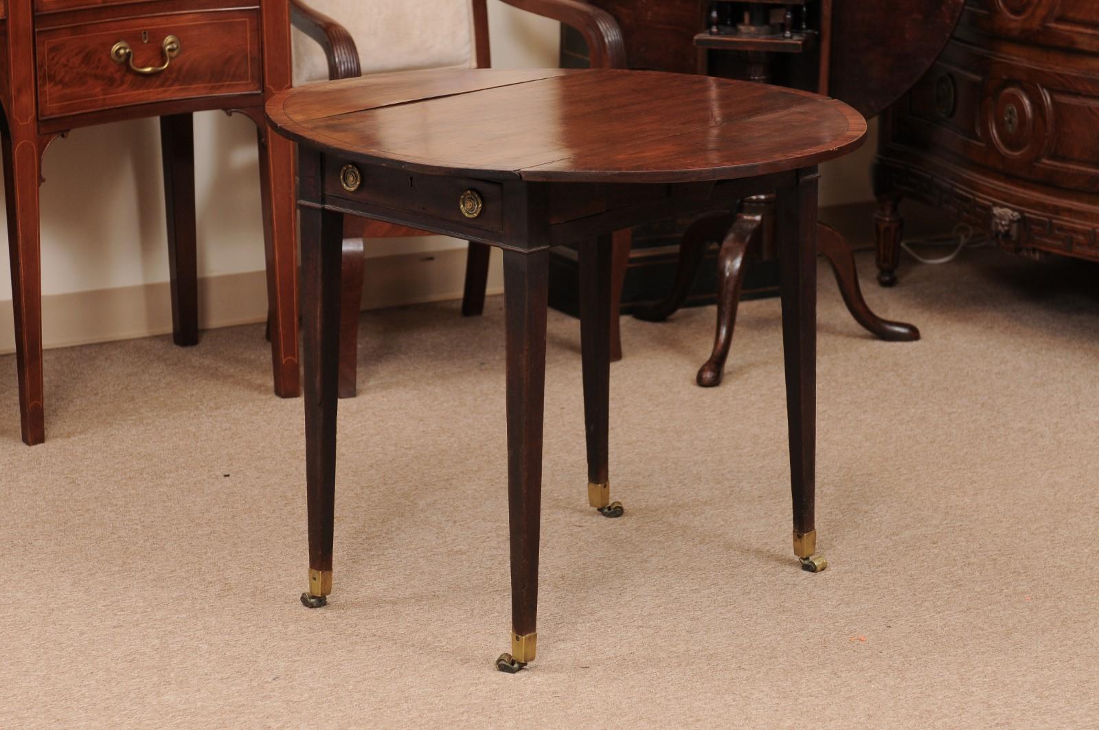 Small 19th Century English Mahogany Drop Leaf Pembroke Table with ...