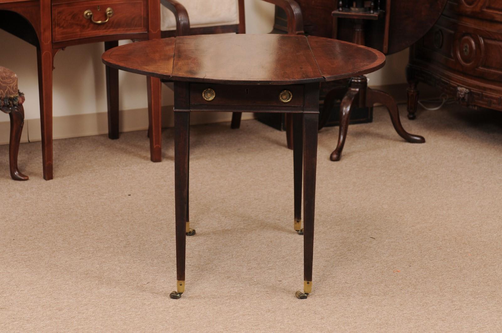 Small 19th Century English Mahogany Drop Leaf Pembroke Table with ...