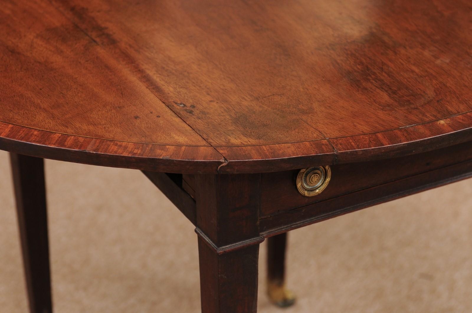Small 19th Century English Mahogany Drop Leaf Pembroke Table with ...