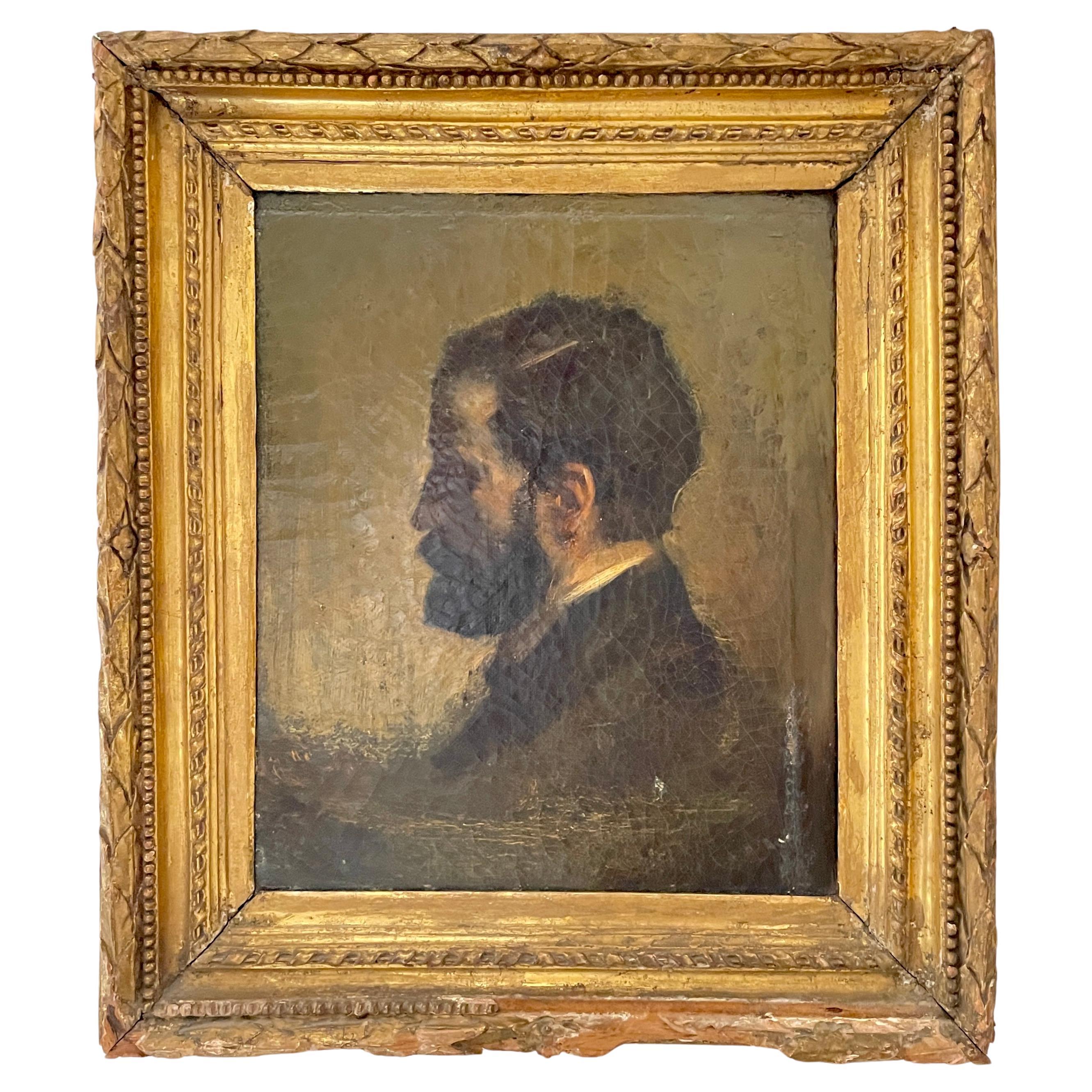 Small 19th Century Oil Painting of a Self Portrait by François ...