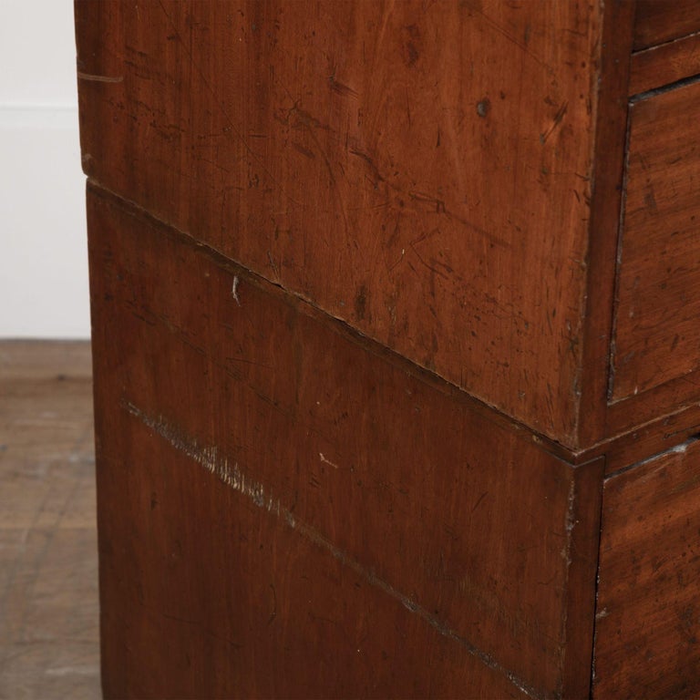 Small 19th Century Teak Military Campaign Chest of Drawers For Sale at ...