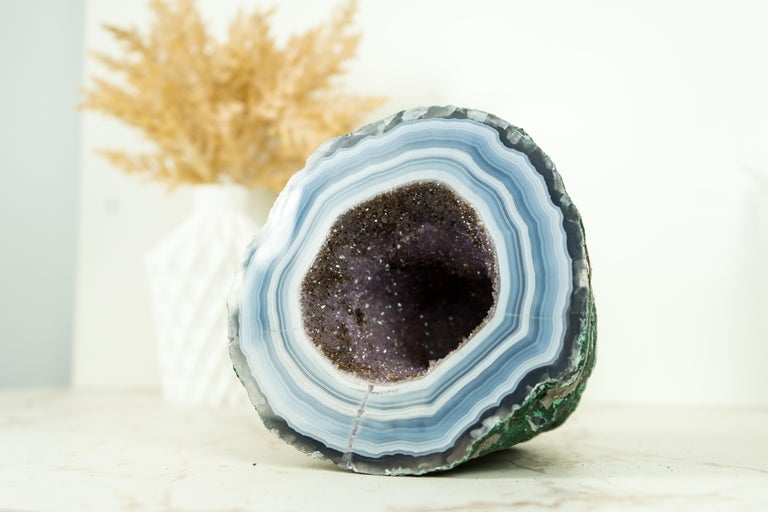 Small Agate Geode with World-Class Blue Banded Agate and Galaxy Druzy ...