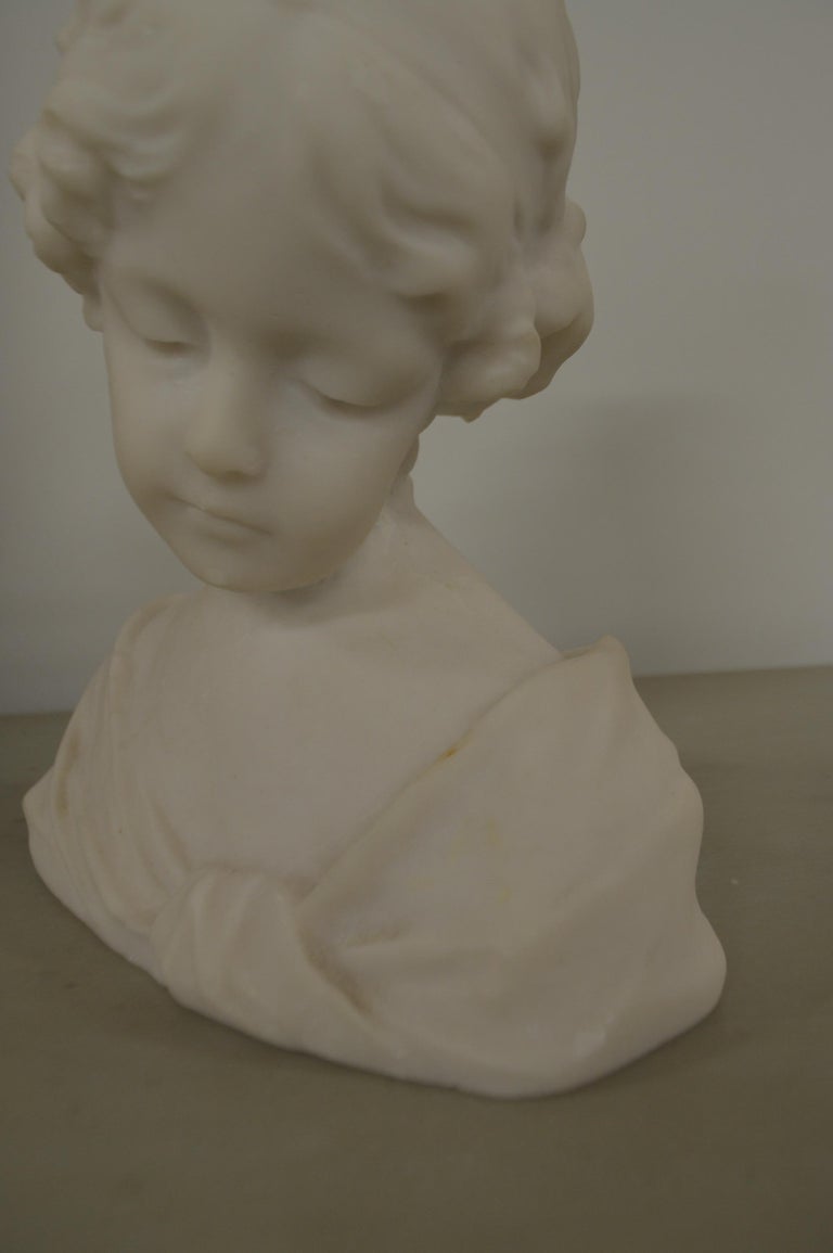Small Alabaster Bust of a Young Girl from France at 1stDibs