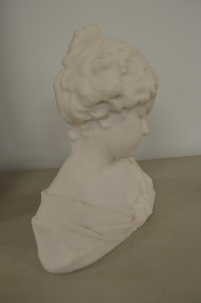 Small Alabaster Bust of a Young Girl from France at 1stDibs