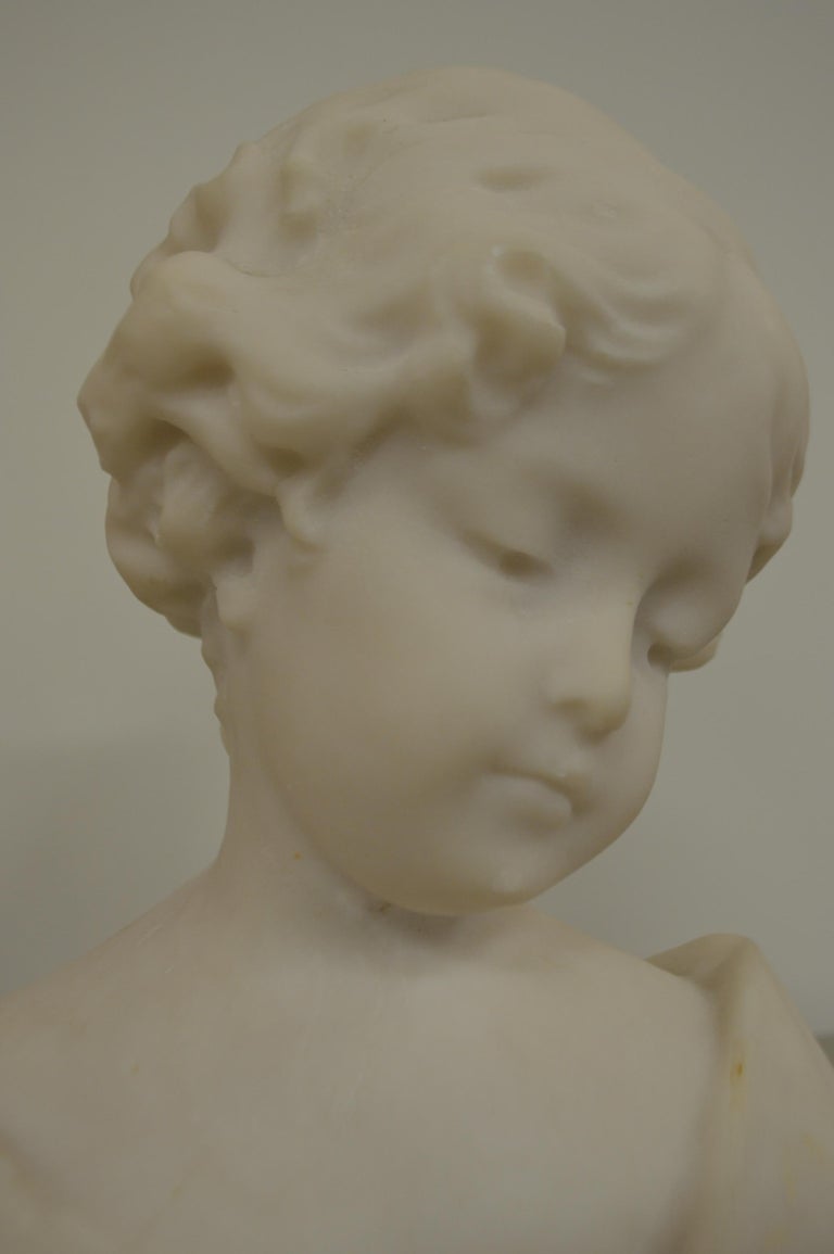 Small Alabaster Bust of a Young Girl from France at 1stDibs