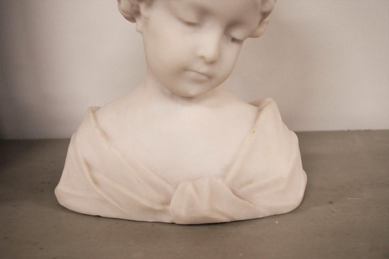 Small Alabaster Bust of a Young Girl from France at 1stDibs