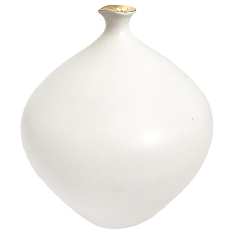 Small Alabaster Glaze Ceramic Bottle with 22K Lustre Spout Lip by Sandi ...