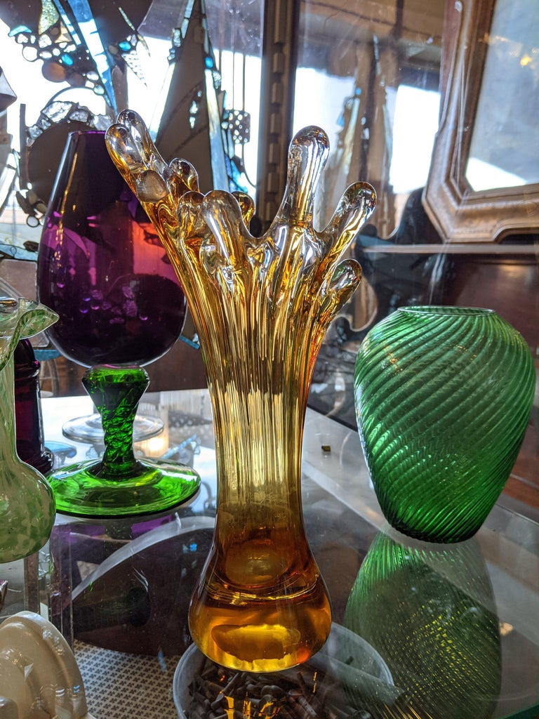 Small Amber Murano Glass Vase, 1950's For Sale at 1stDibs