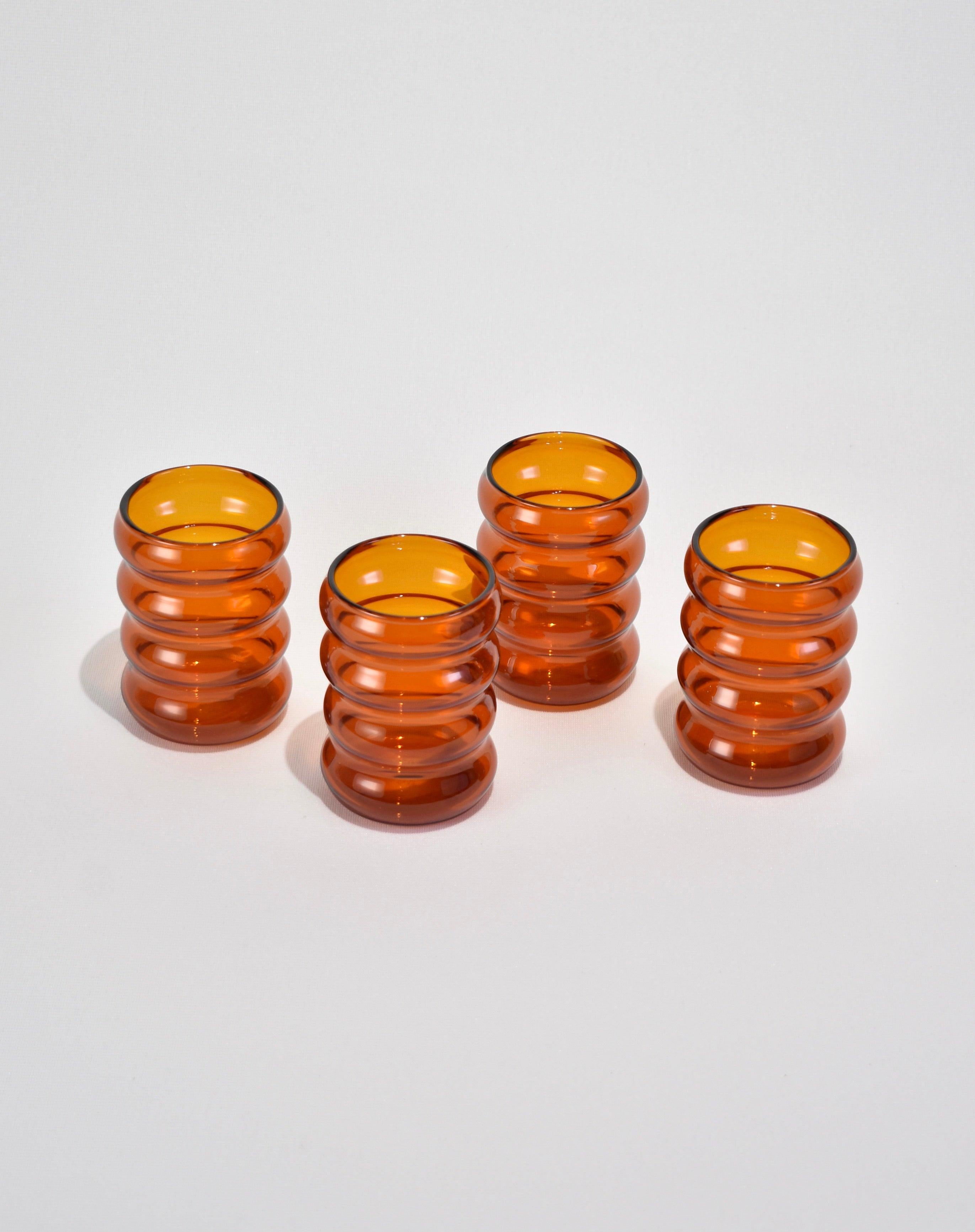 Small Amber Ripple Cup Set at 1stDibs