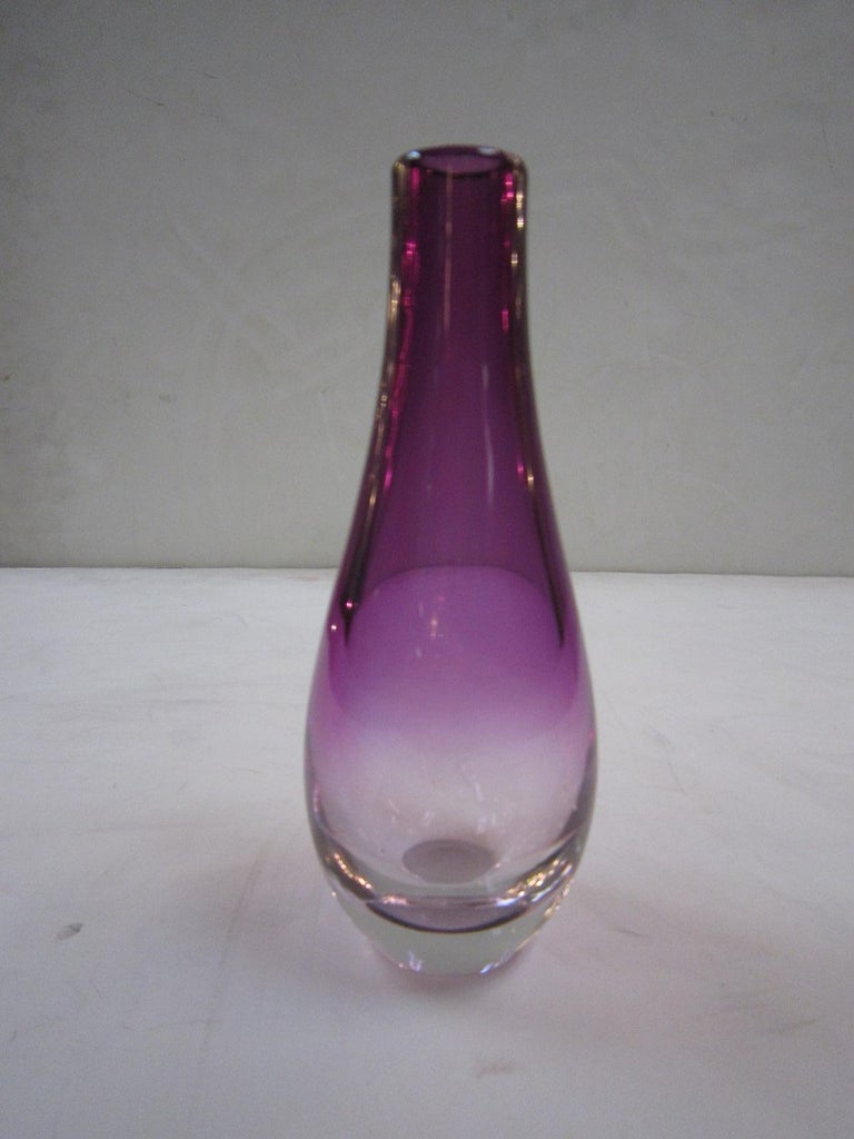 Small Amethyst Purple Teardrop Shaped Glass Bud Vase at 1stDibs