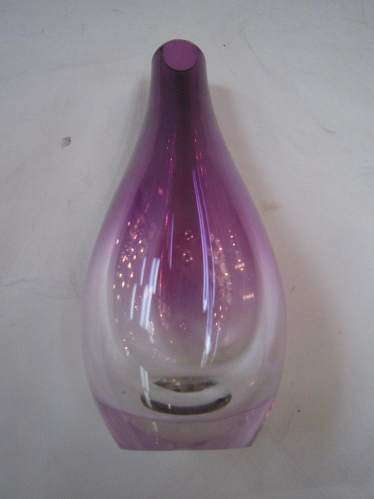 Small Amethyst Purple Teardrop Shaped Glass Bud Vase at 1stDibs