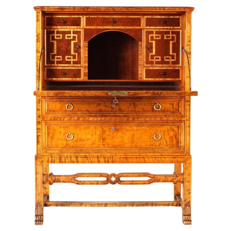 Art-déco-Sekretär aus hellem und hellem Holz, Birkenholz, Schweden ...