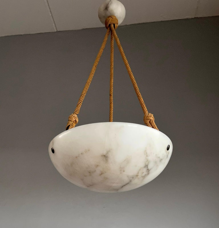 Small and Striking Art Deco Moon Shape Alabaster Pendant Light W ...