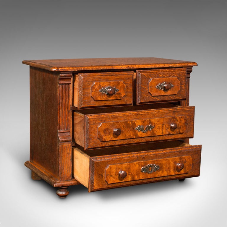 Small Antique Apprentice Chest of Drawers, English, Oak, Decorative ...