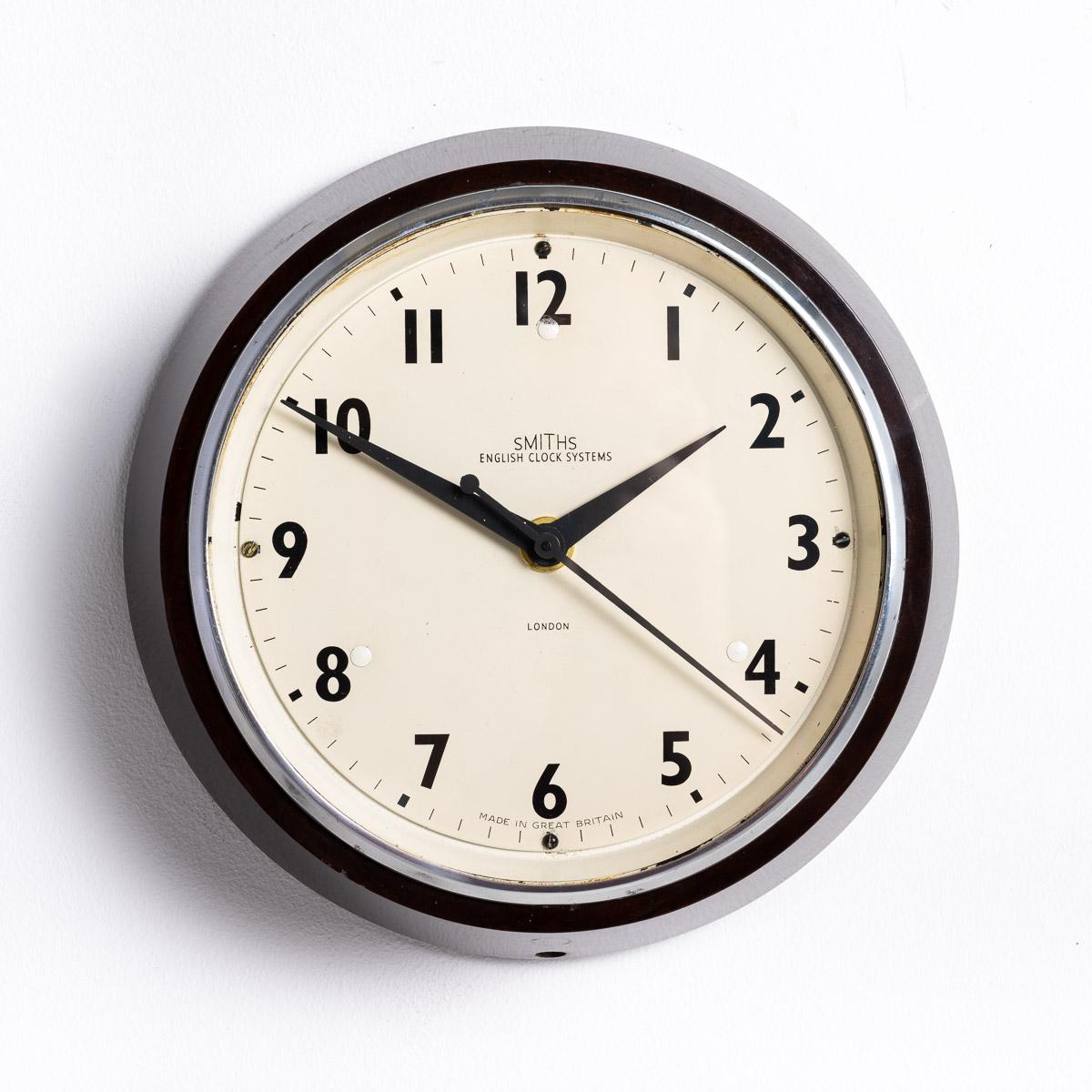 Small Antique Bakelite Factory Clocks by Smiths English Clock Systems ...