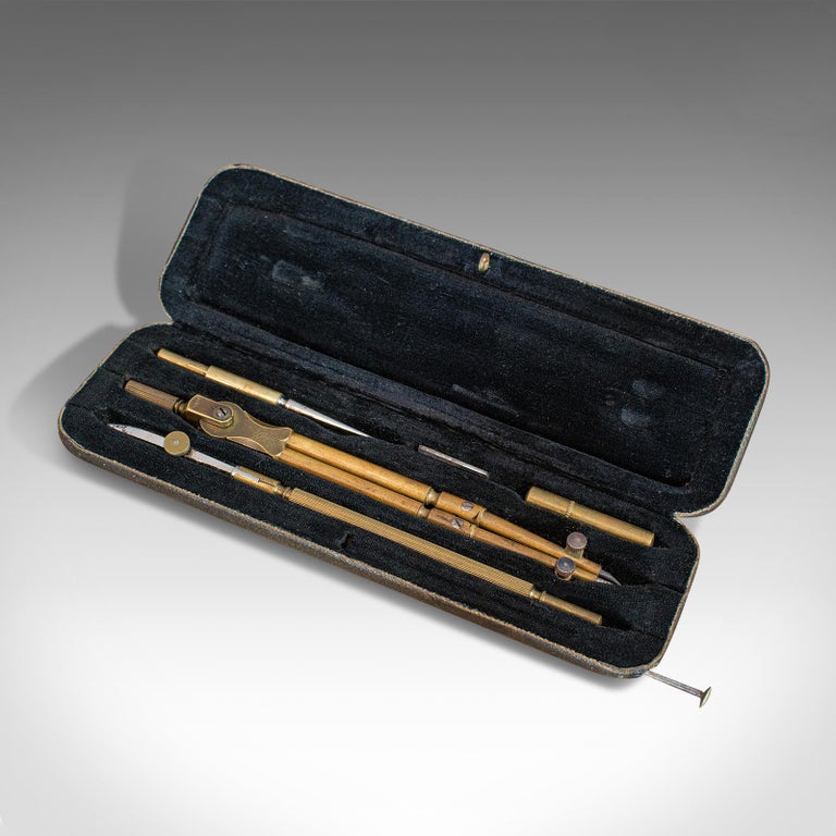 Small Antique Cartographer's Tool Set, German, Draughtsman's Instrument ...