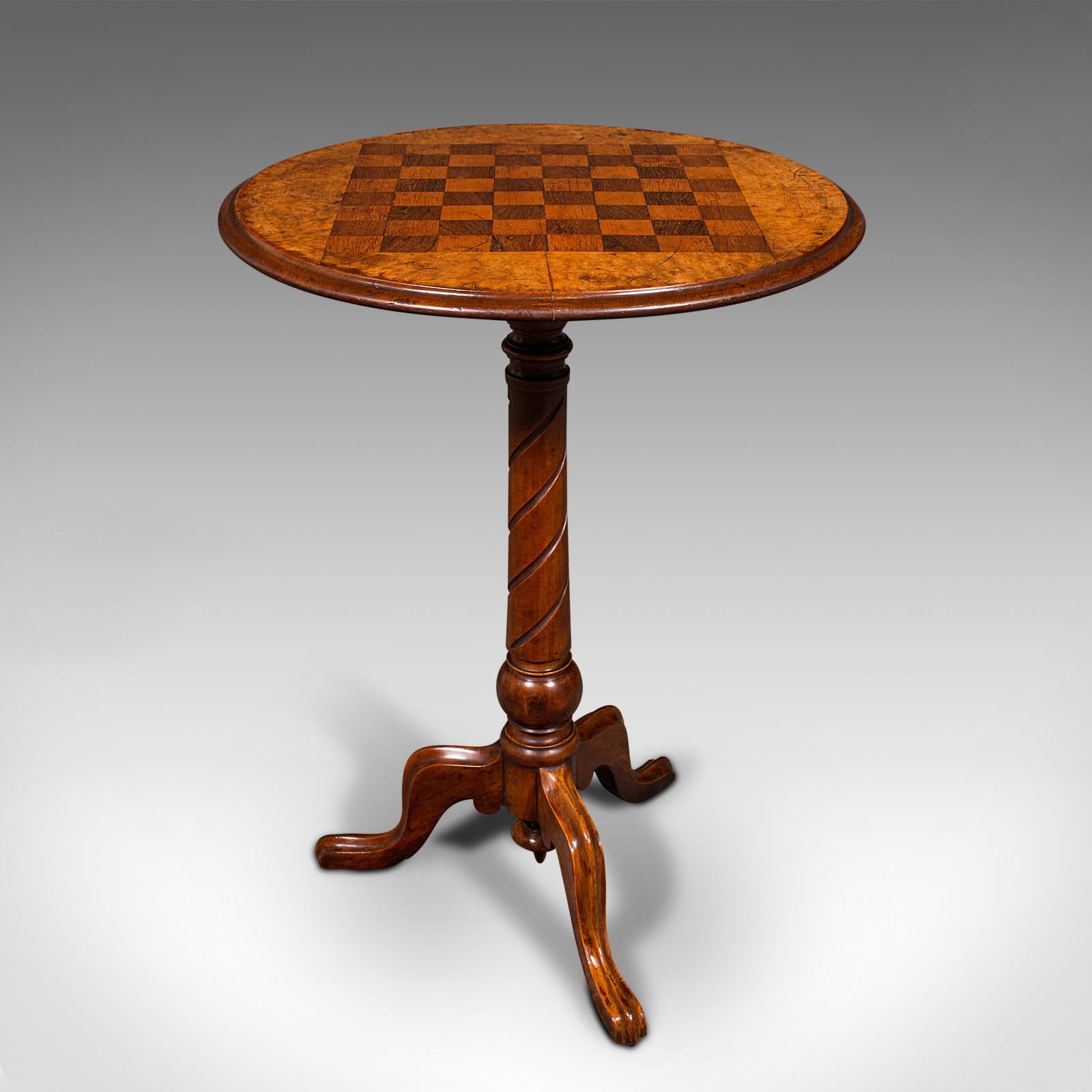 Small Antique Chess Table, English, Burr Walnut, Games, Victorian ...