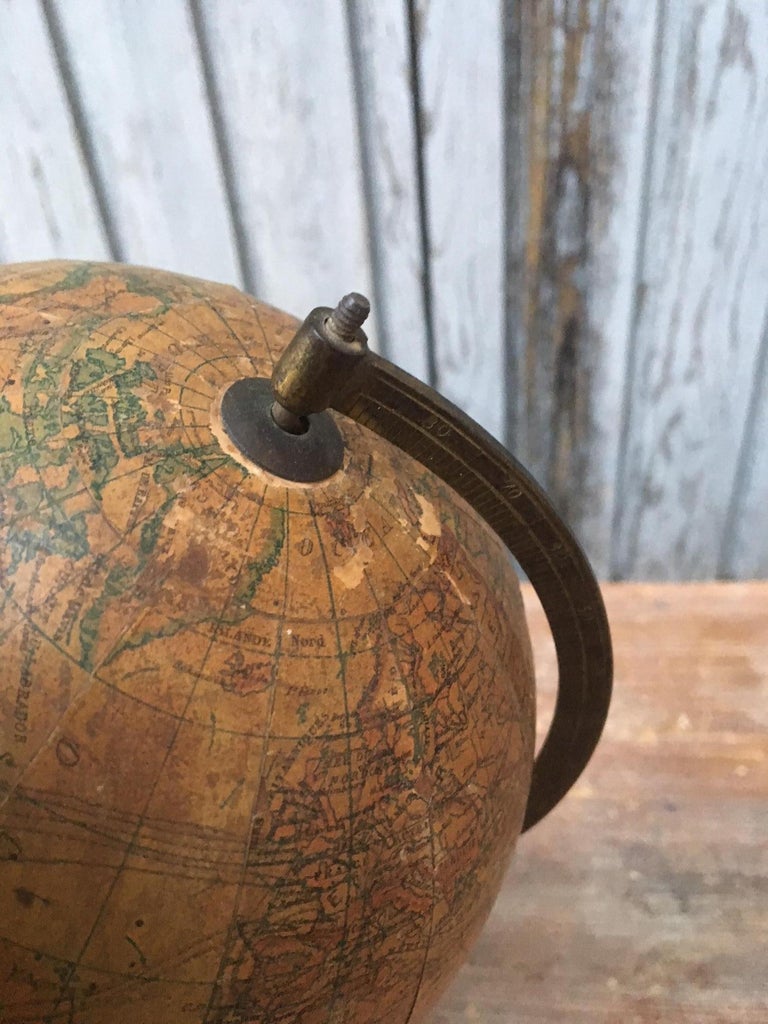 Small Antique Desk Globe on Black Metal Stand For Sale at 1stDibs