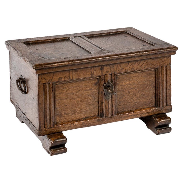 Small Antique Early 18th Century German Oak Panelled Boot or Coffer For ...