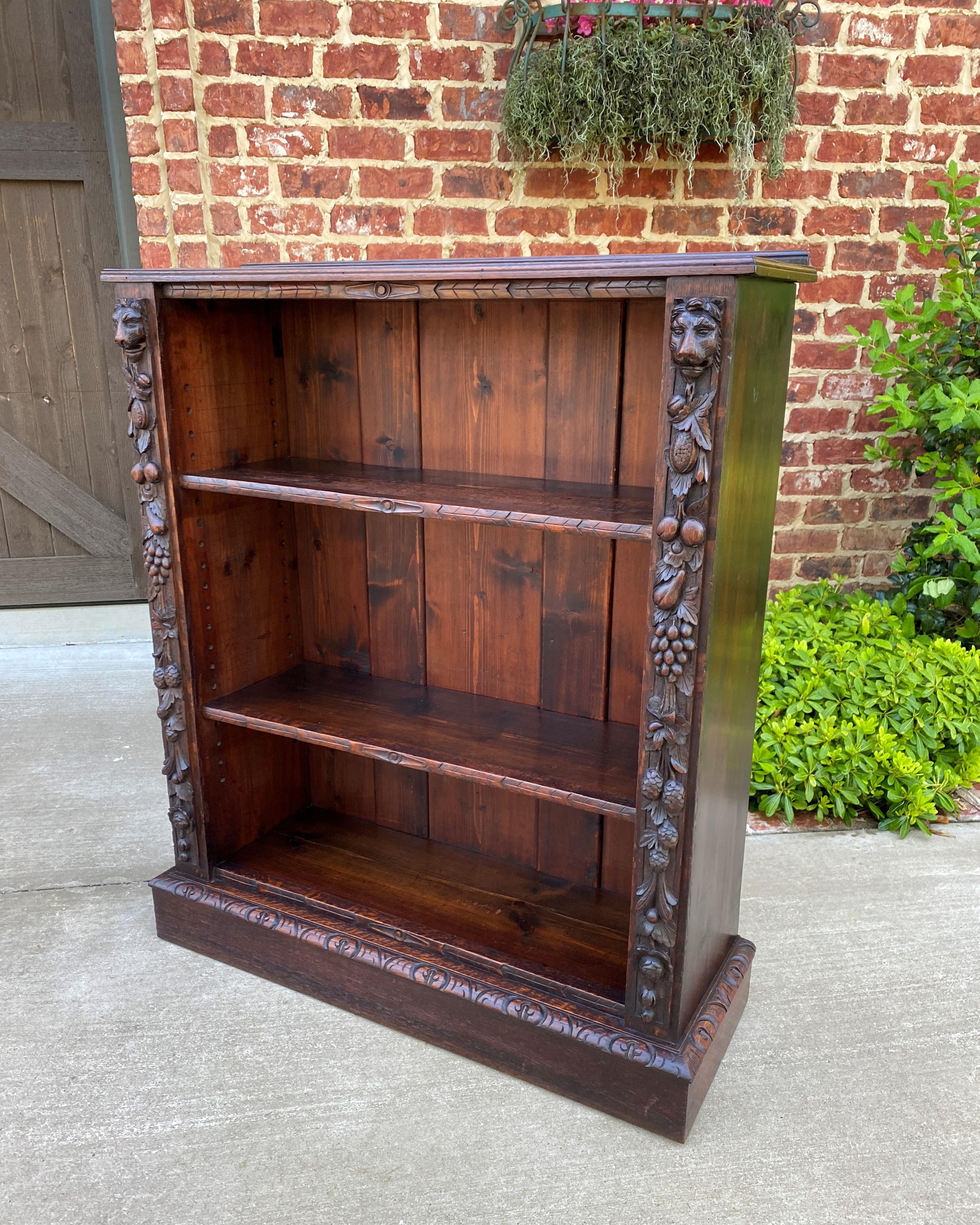 Small Antique English Bookcase Display Shelf Cabinet Carved Oak c ...