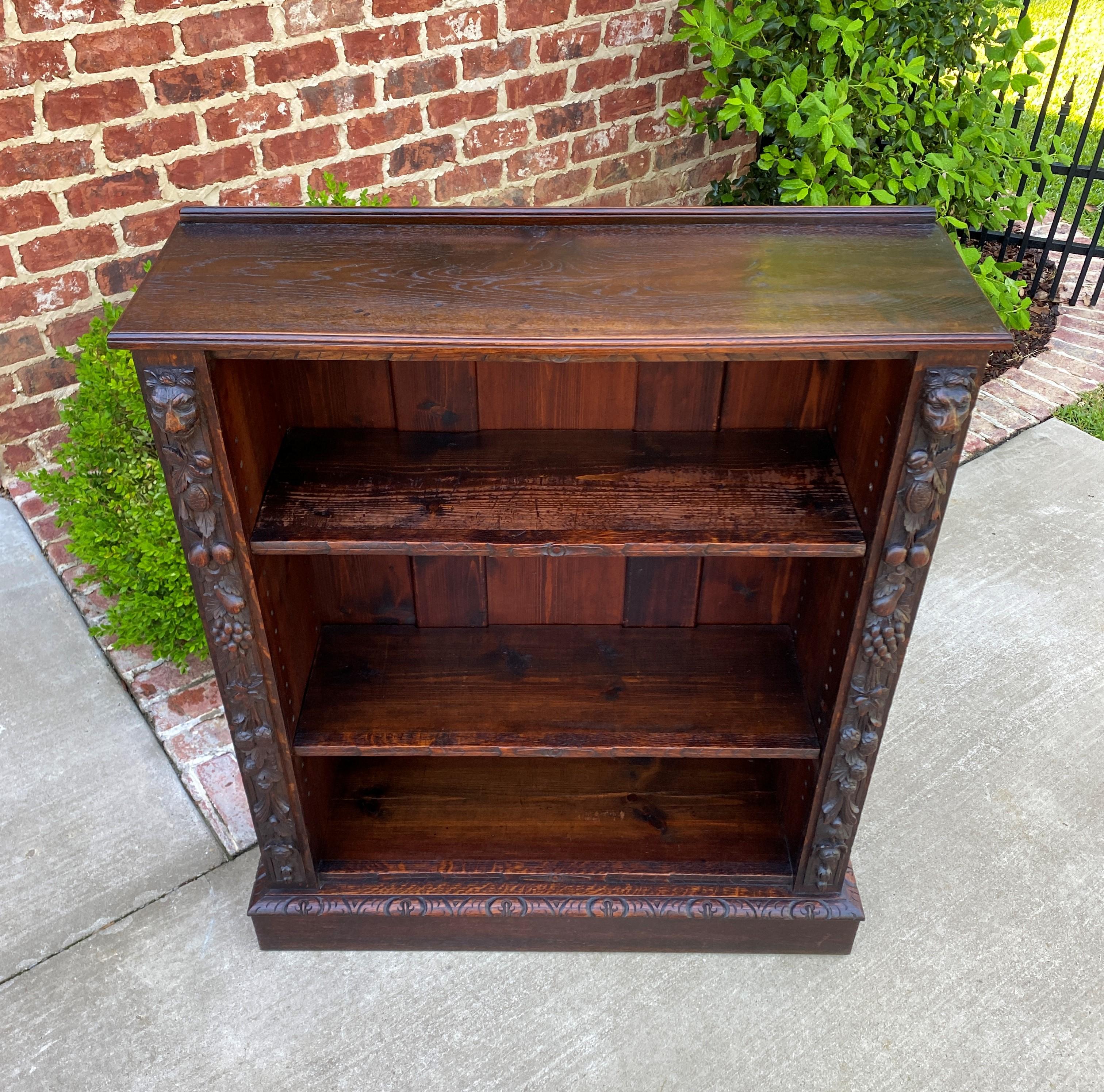 Small Antique English Bookcase Display Shelf Cabinet Carved Oak c ...