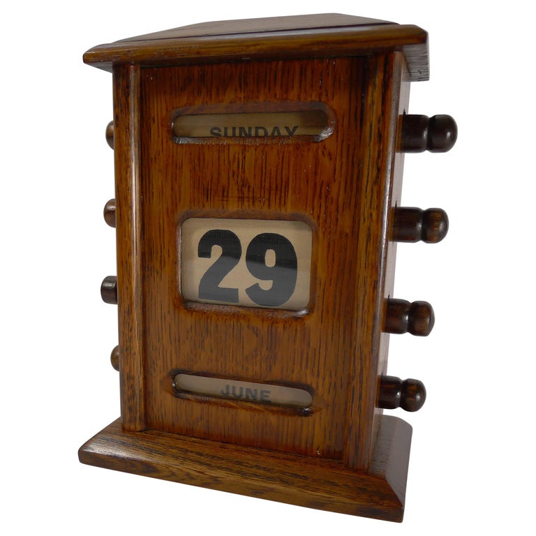 Small Antique English Oak Perpetual Calendar, c. 1900 at 1stDibs