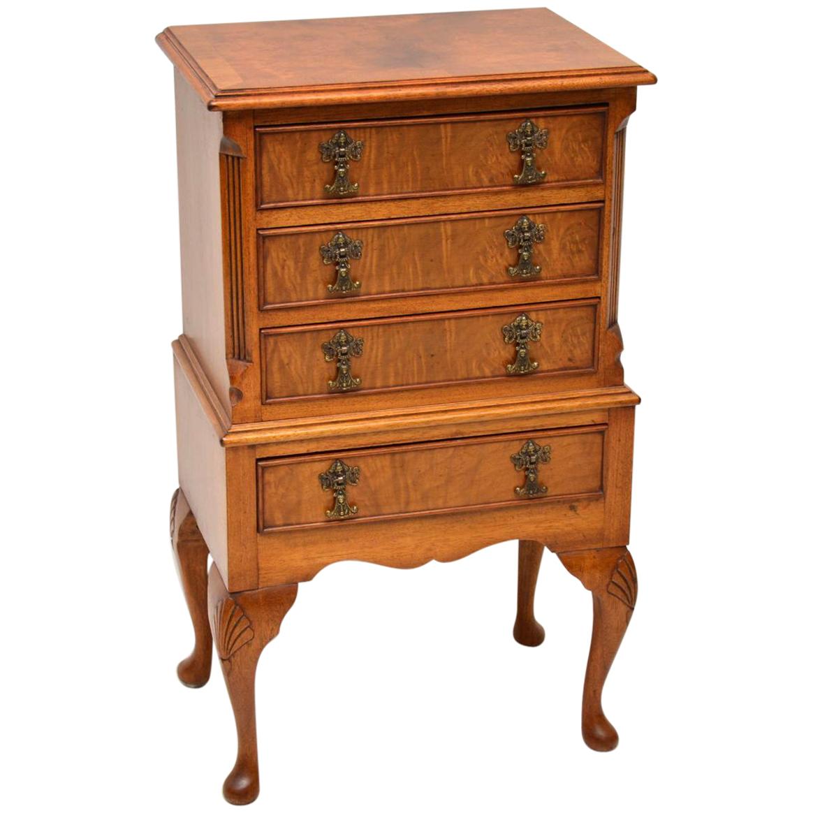 Small Antique Figured Walnut Chest on Legs at 1stDibs