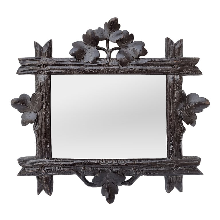 Small Antique French Carved Wood Mirror, Folk Art Style, circa 1900 For ...