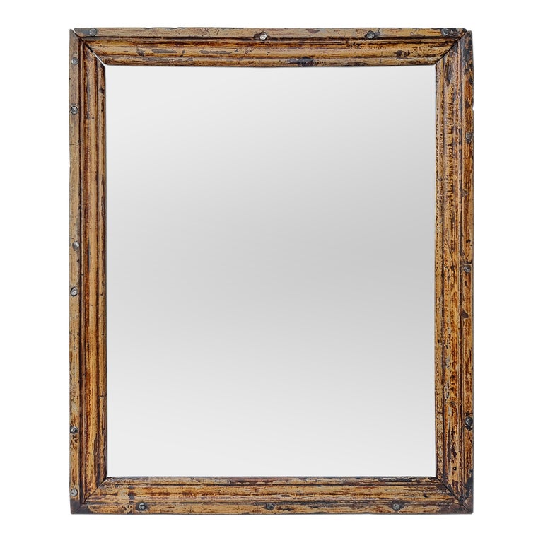 Small Antique French Mirror In Natural Wood, Folk Art Style, circa 1890 ...