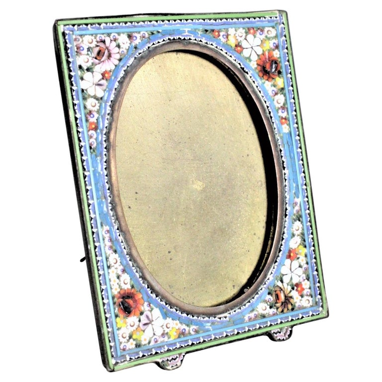 Small Antique Glass and Brass Rectangular Micro Mosaic Picture Frame at ...