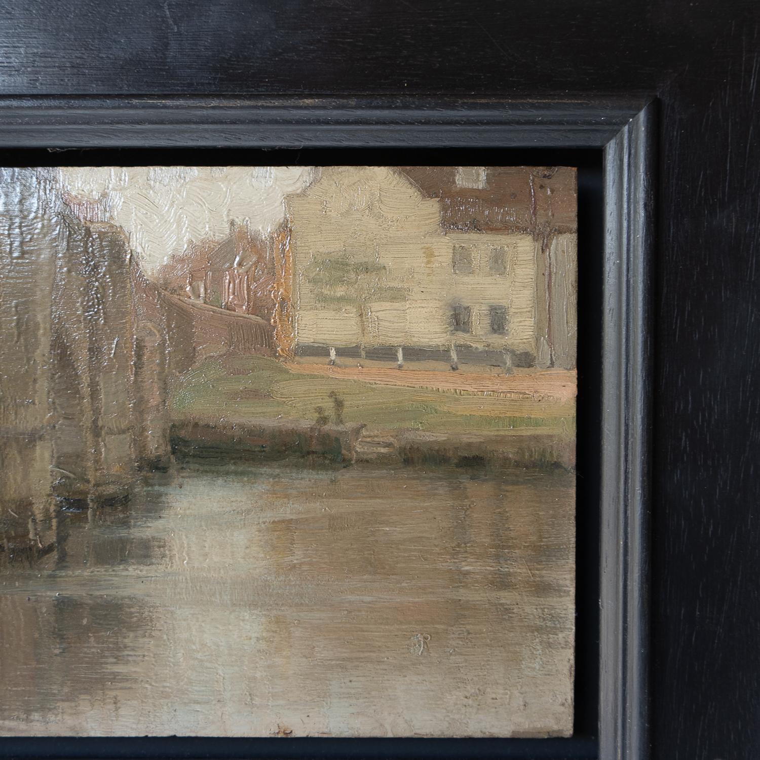 SMALL ANTIQUE IMPRESSIONIST STUDY OF A BRIDGE OVER A RIVER ORIGINAL Oil ...