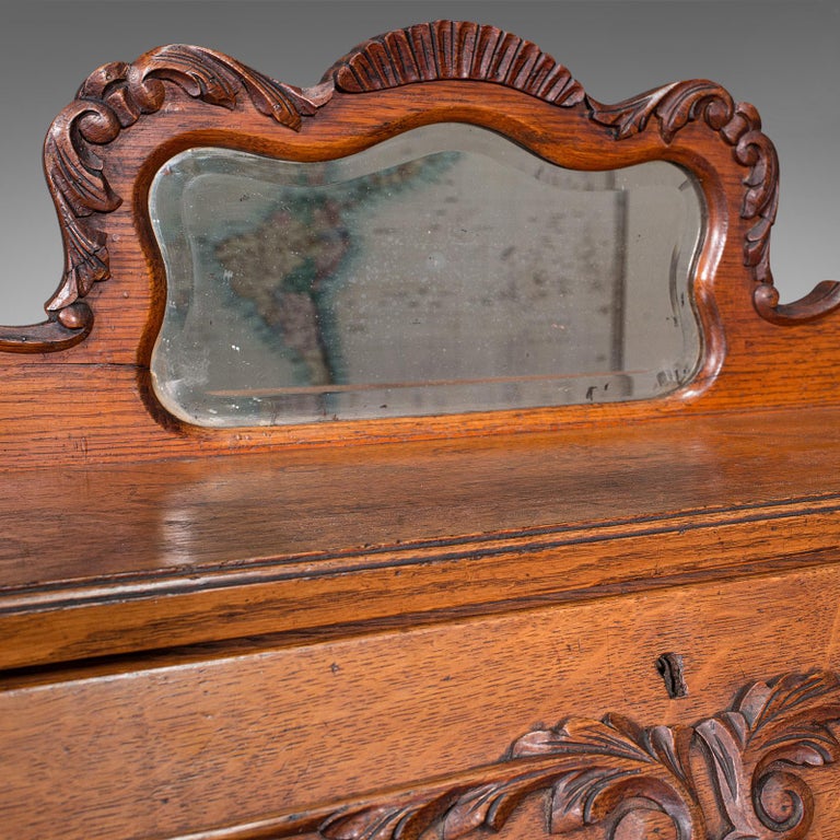 Small Antique Ladies Writing Desk, French, Oak, Bureau, Mirror ...