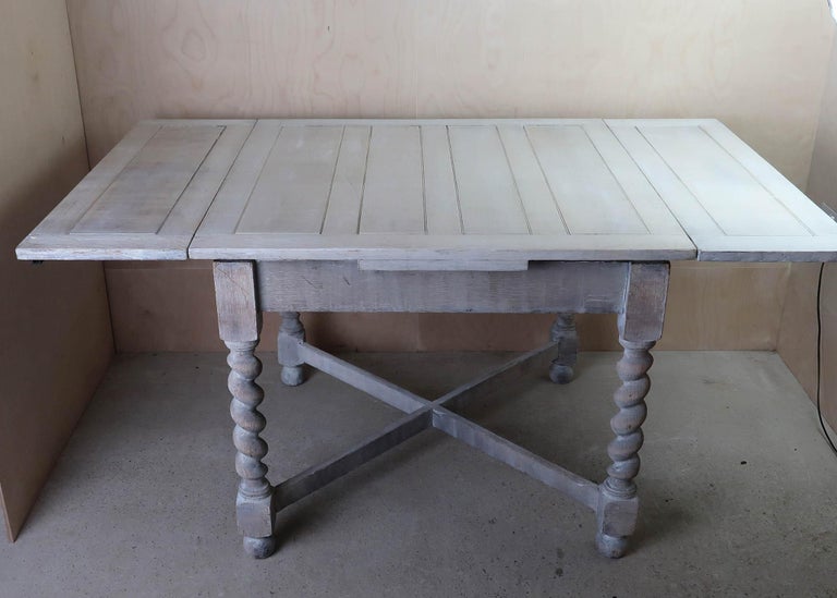 Small Antique Limed Oak Dining Table with Barley Twist Supports ...