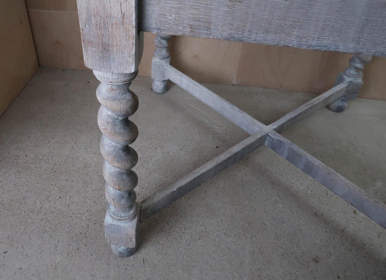 Small Antique Limed Oak Dining Table with Barley Twist Supports ...