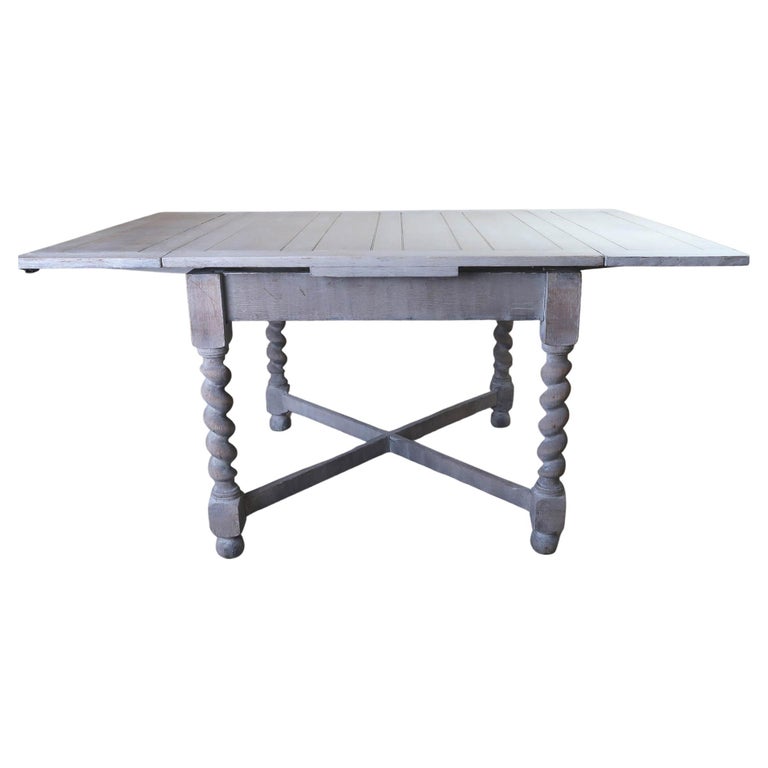 Small Antique Limed Oak Dining Table with Barley Twist Supports ...