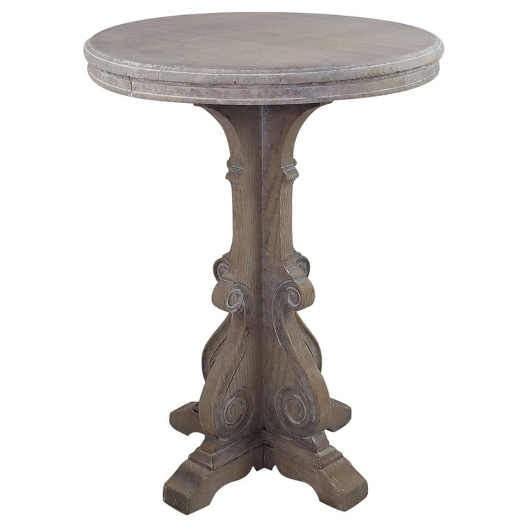 Small Antique Limed Oak Side Table in Baroque Style For Sale at 1stDibs