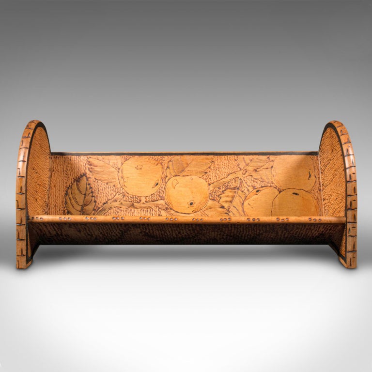 Small Antique Novel Rest, English, Apple Wood, Book Trough, Pokerwork ...